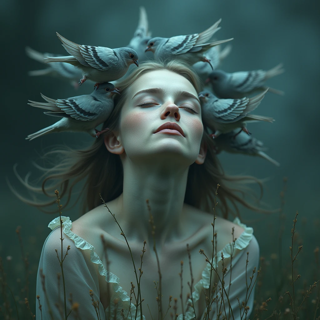 Masterpiece in high resolution of the face a beautiful woman with white ...