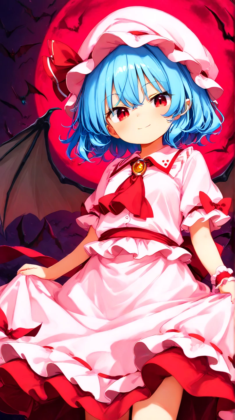 Remilia_scarlet_touhou red_eyes, short_hair, bat_wings, wings - SeaArt AI