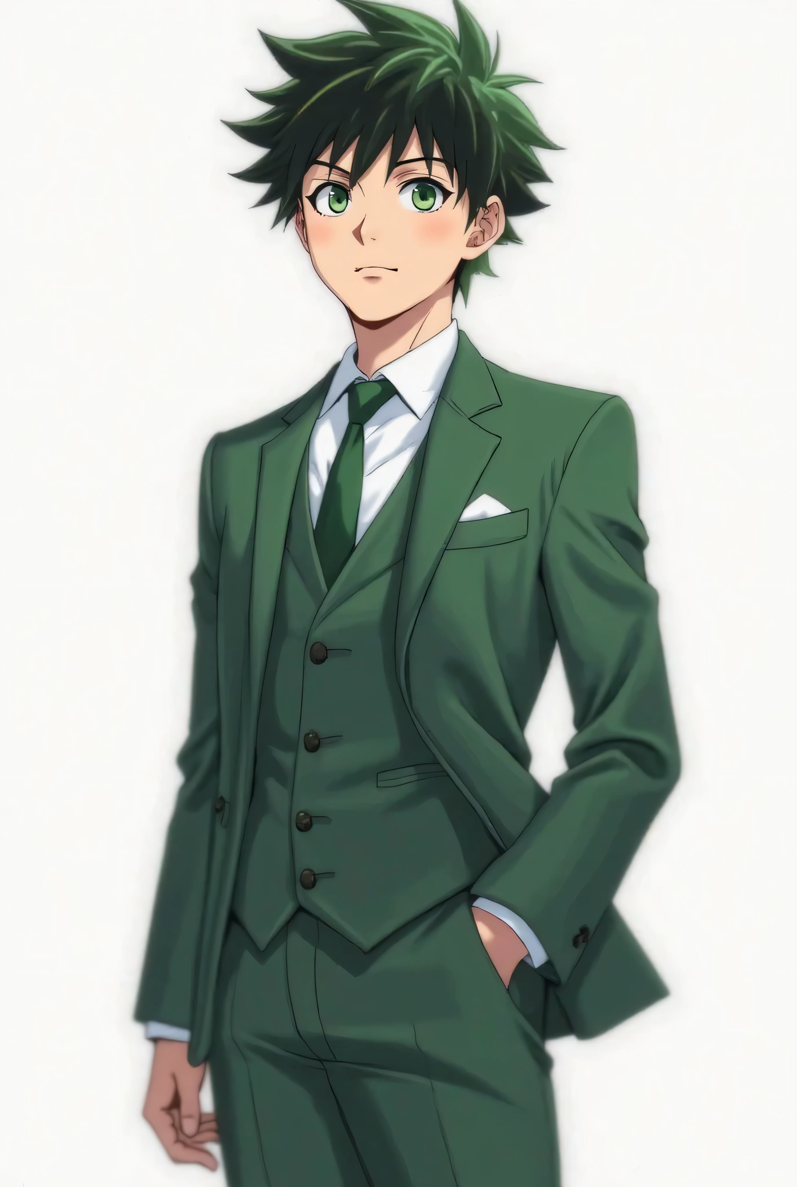 A close up of a person in a suit and tie（midoriya izuku) - SeaArt AI