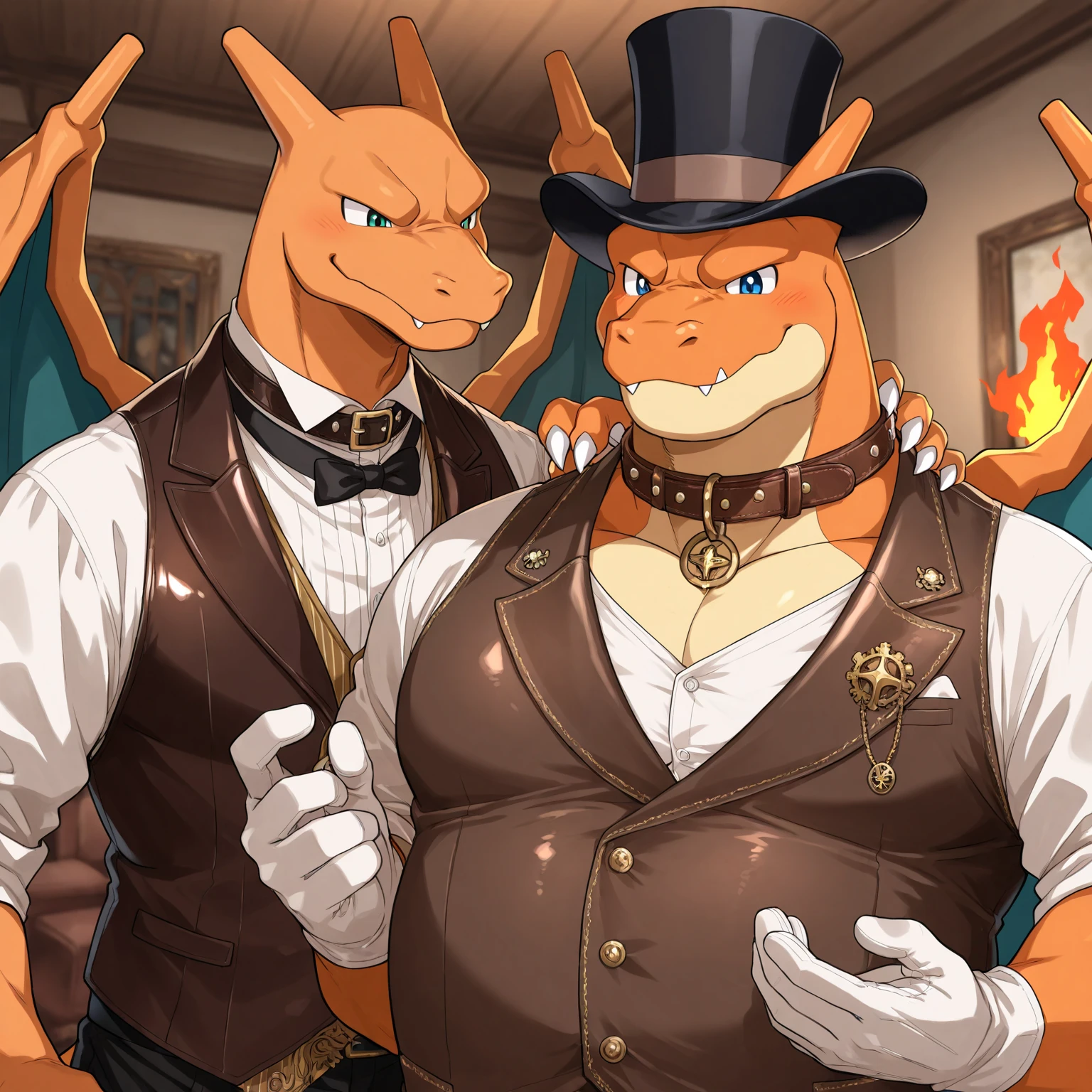 High Quality, Male, gentleman, steampunk, Charizard, Anthro(Charizard ...