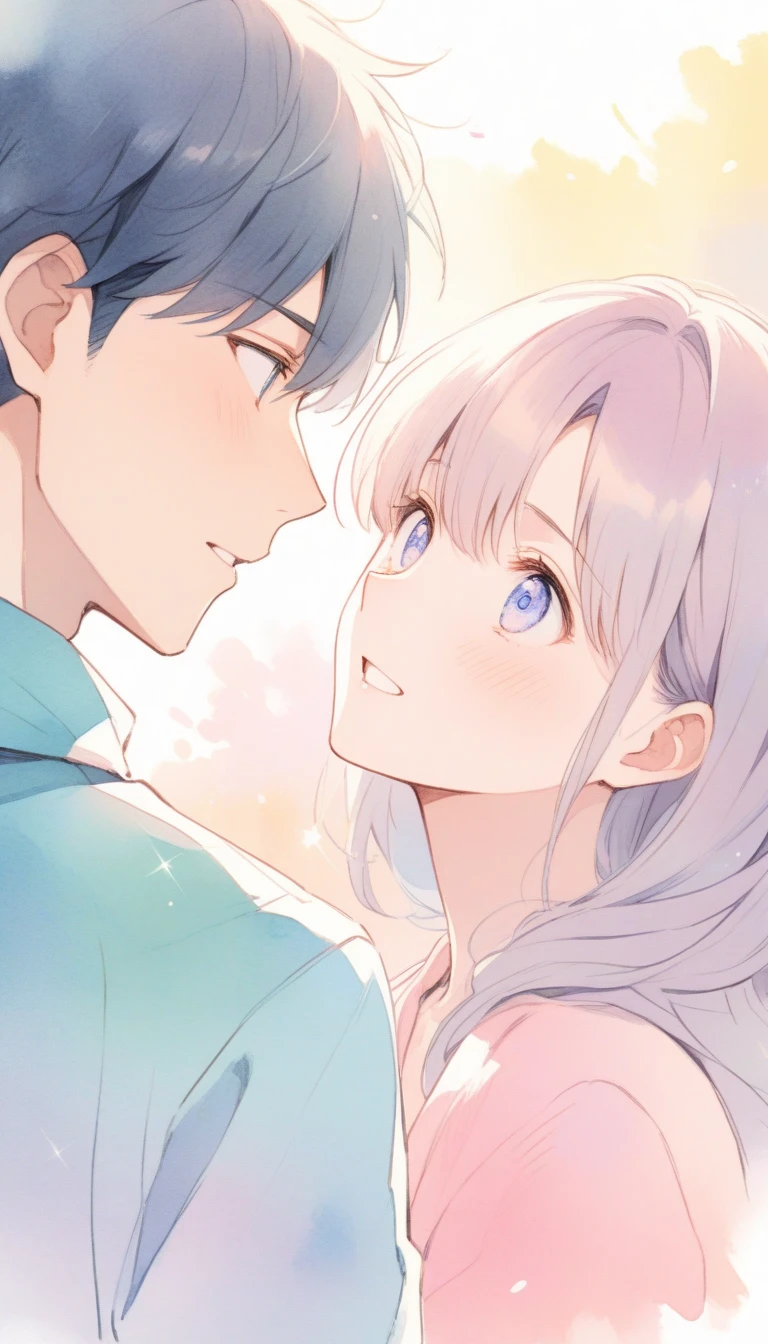 A breathtaking anime-style illustration in soft pastel hues with sketch ...