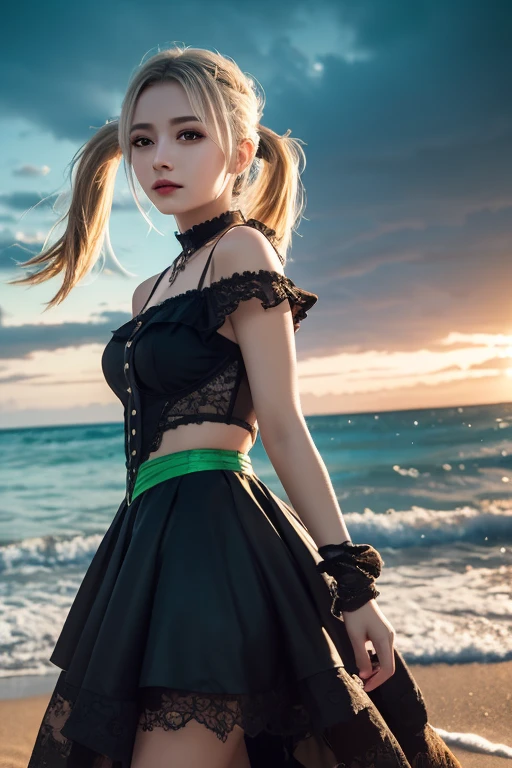 ( 1 girl),gothic,faceup, twin tails,White Hair, ,Gorgeous and elaborate ...