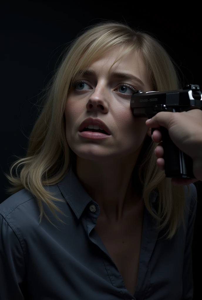 The gun was pointed at the side of my head , The force of the pipe ...