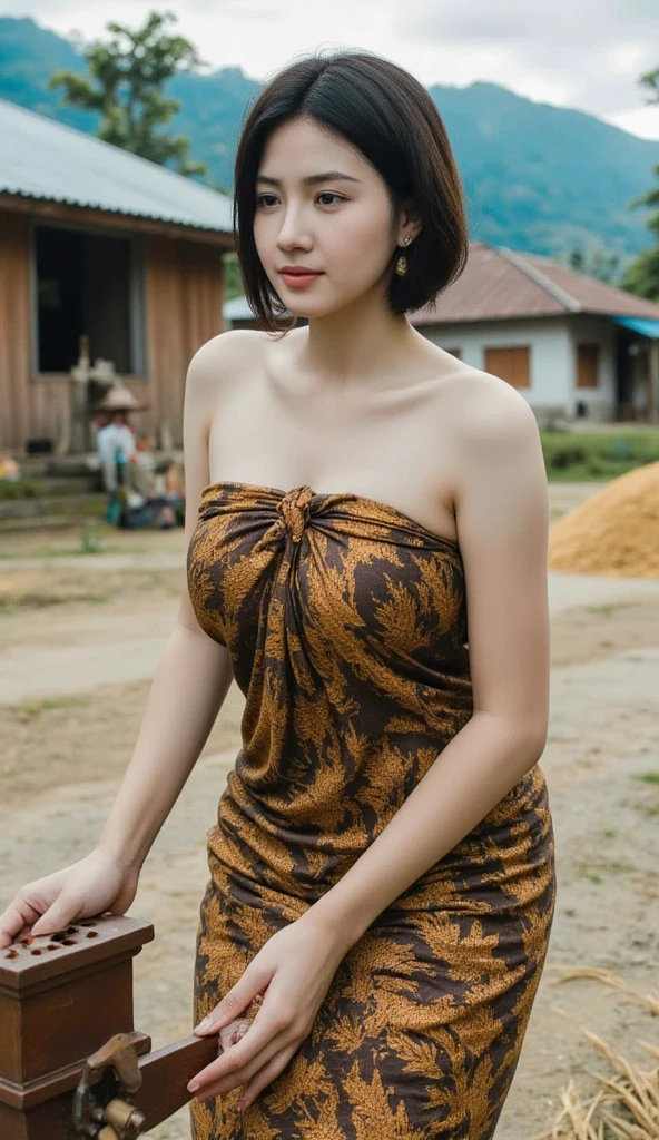 “A tall, slender, white Korean woman with her loose-fitting tits and ...