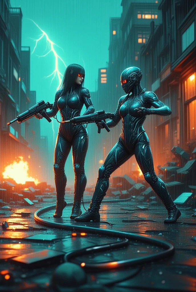 サイバーパンクの銃撃戦