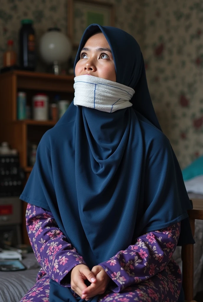Very beautiful Malay woman,((navy blue long loose Lycra Malaysian ...