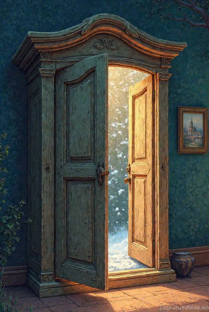 Narnia logs vector illustration from side angle of a wooden cabinet ...