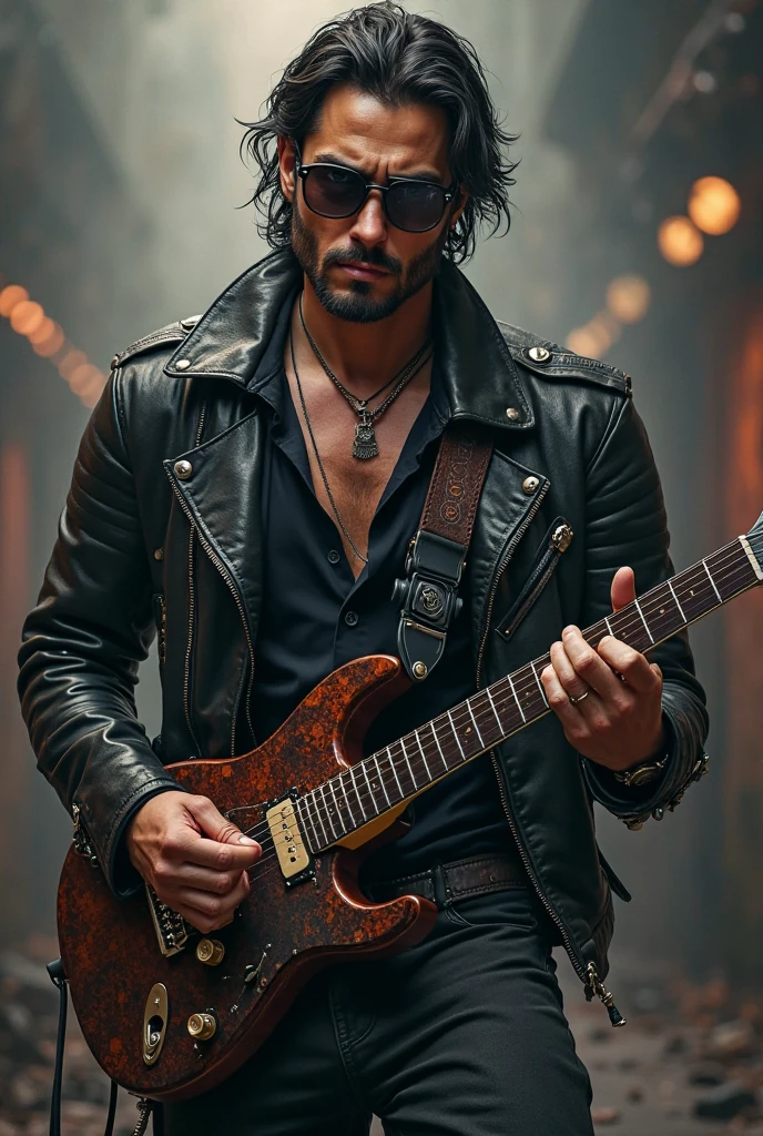 Picture of Benito Bodoque rockero, with a leather jacket, some black ...
