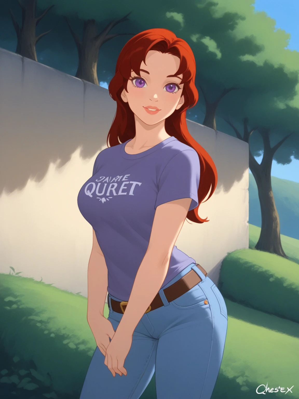 Kayley (Quest for Camelot), Queue de Cheval, Cheveux Bruns,jeans bleu - SeaArt AI