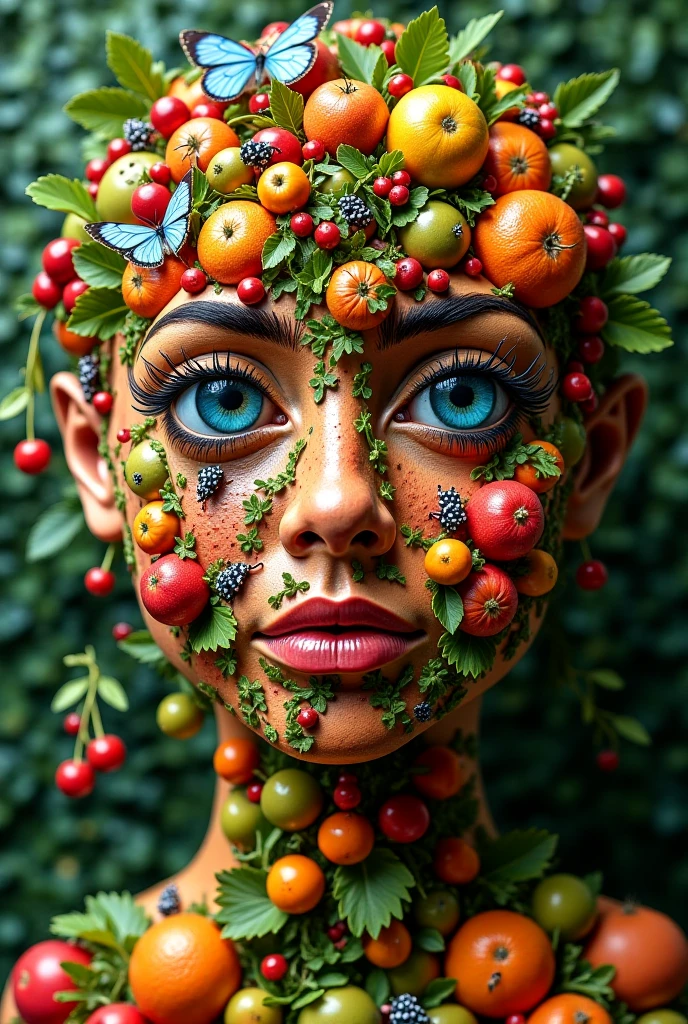 Generate an Arcimboldo inspired face. Use small garden animals and ...