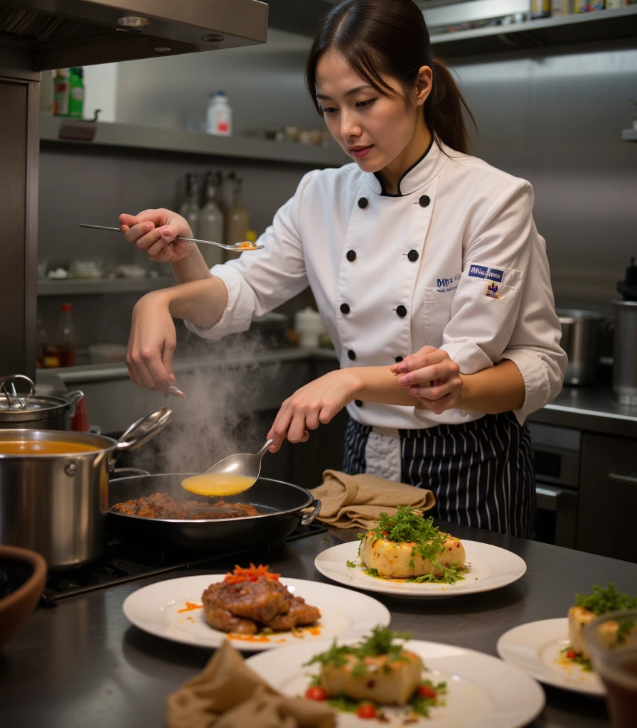 A high-resolution photo of a four-armed filipina chef standing at the ...