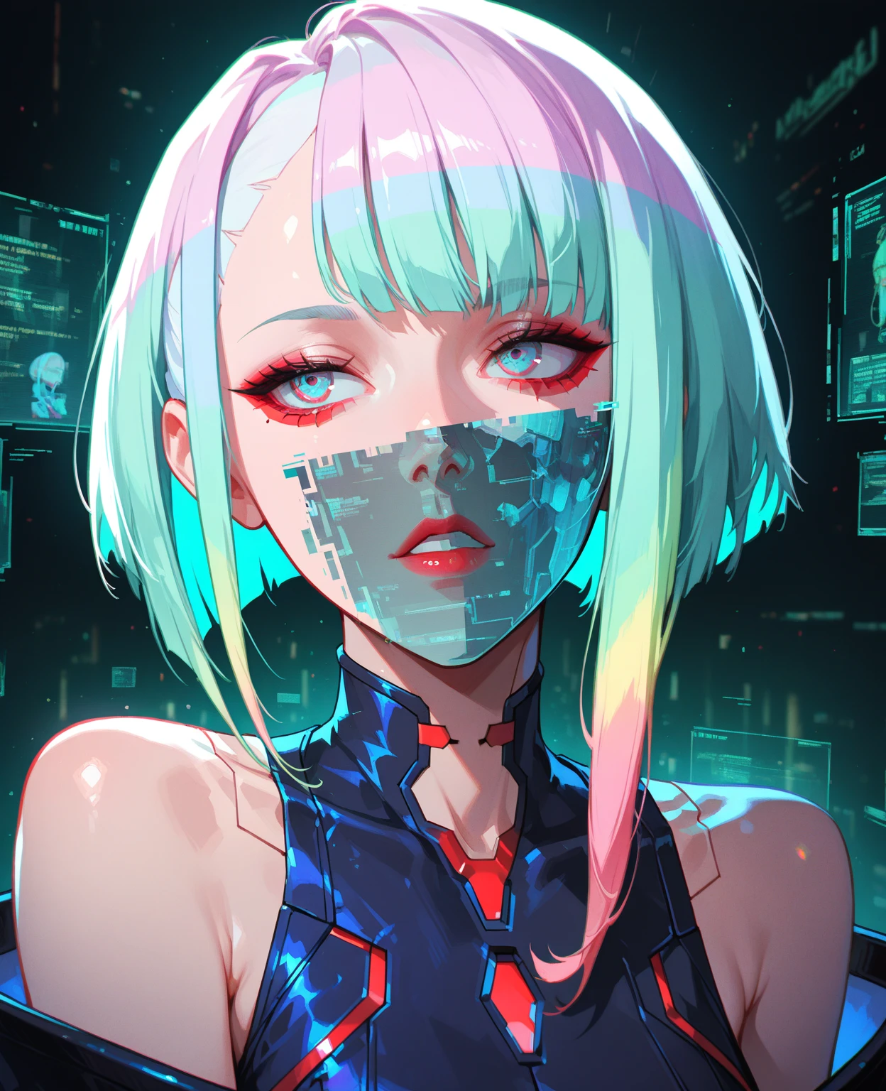 1 girl, Alone, Lucy \(Cyberpunk\), Cyberpunk \(series\), Invalid - SeaArt AI