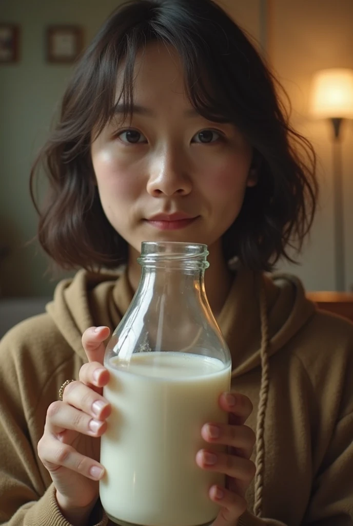 Realistic cinematic image of a drinking a bottle of milk - SeaArt AI