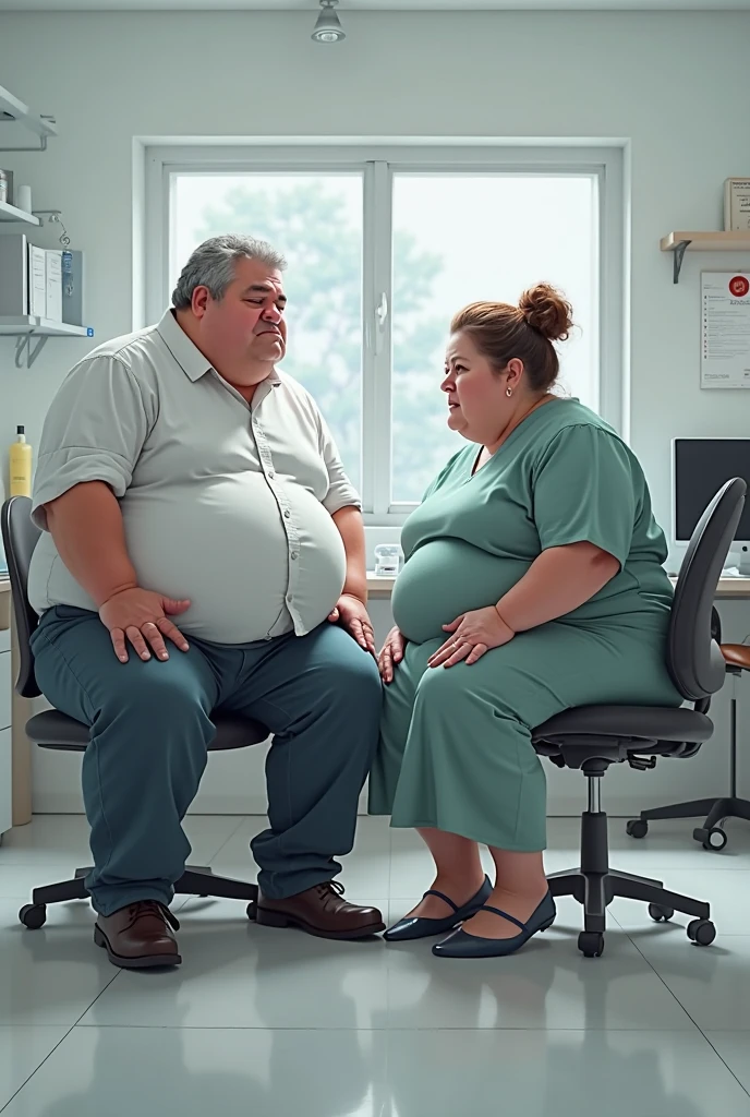 Obese couple in doctor's office - SeaArt AI