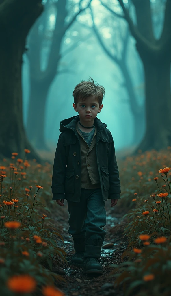 A young boy full body urreal, dark fantasy, cinematic lightinga young ...