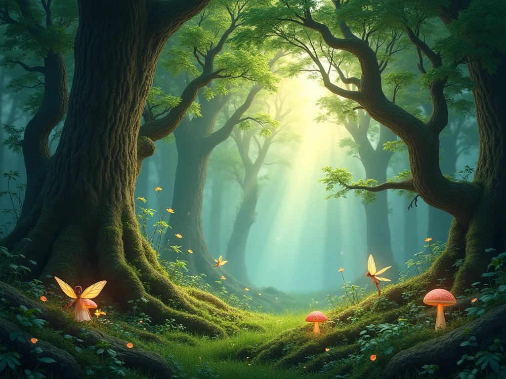 Generate a hyper-realistic, highly detailed image of an enchanted ...