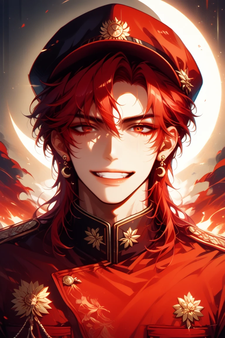 Young male , Male, wearing a red delivery suit ,in hell ,Sends packages ...