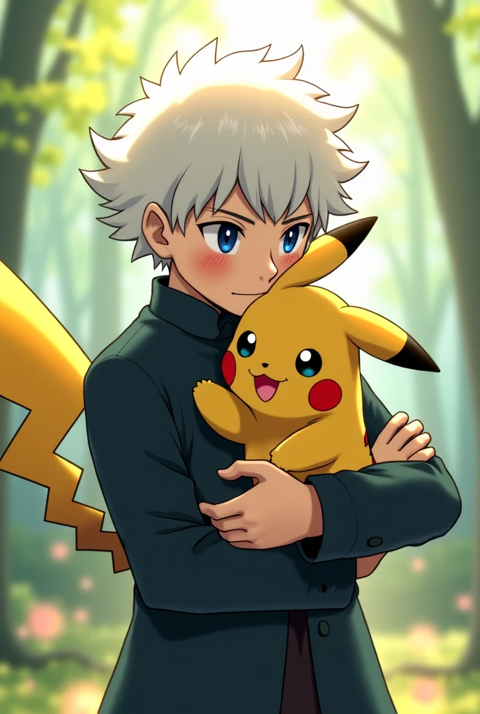 Gojo hugging pikachu - SeaArt AI