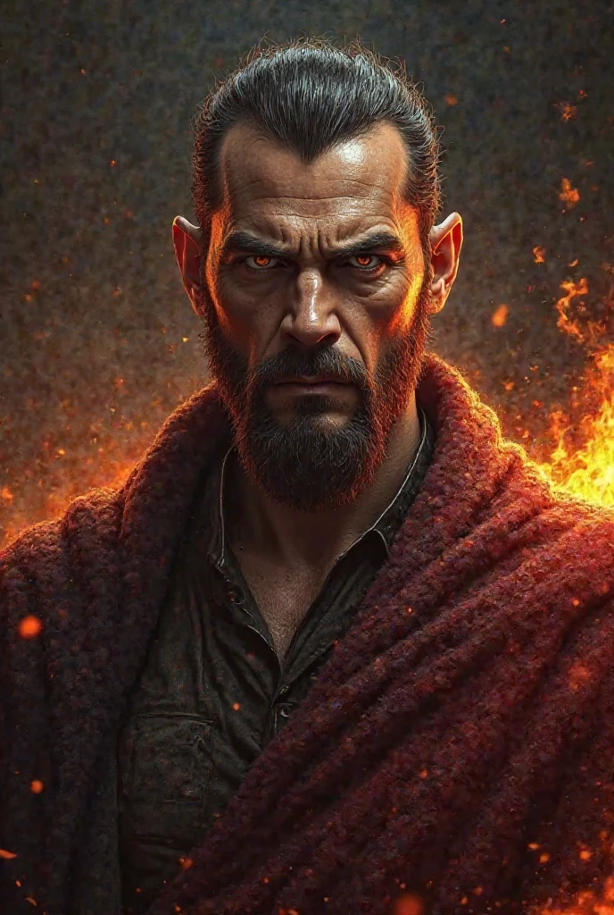 Only the face and chest of the king are fierce and the flames of Rahed ...