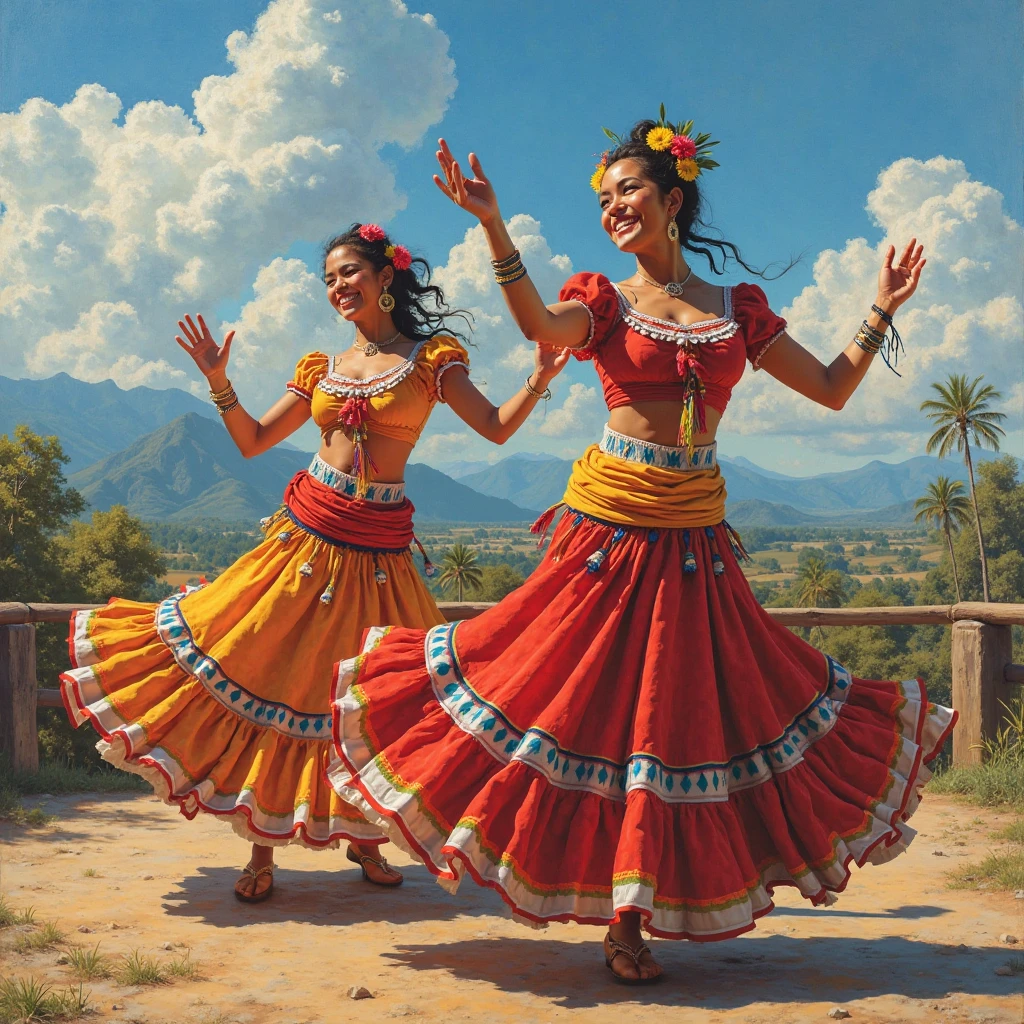 Bambuco dance, elegant dancers performing traditional Colombian dance ...