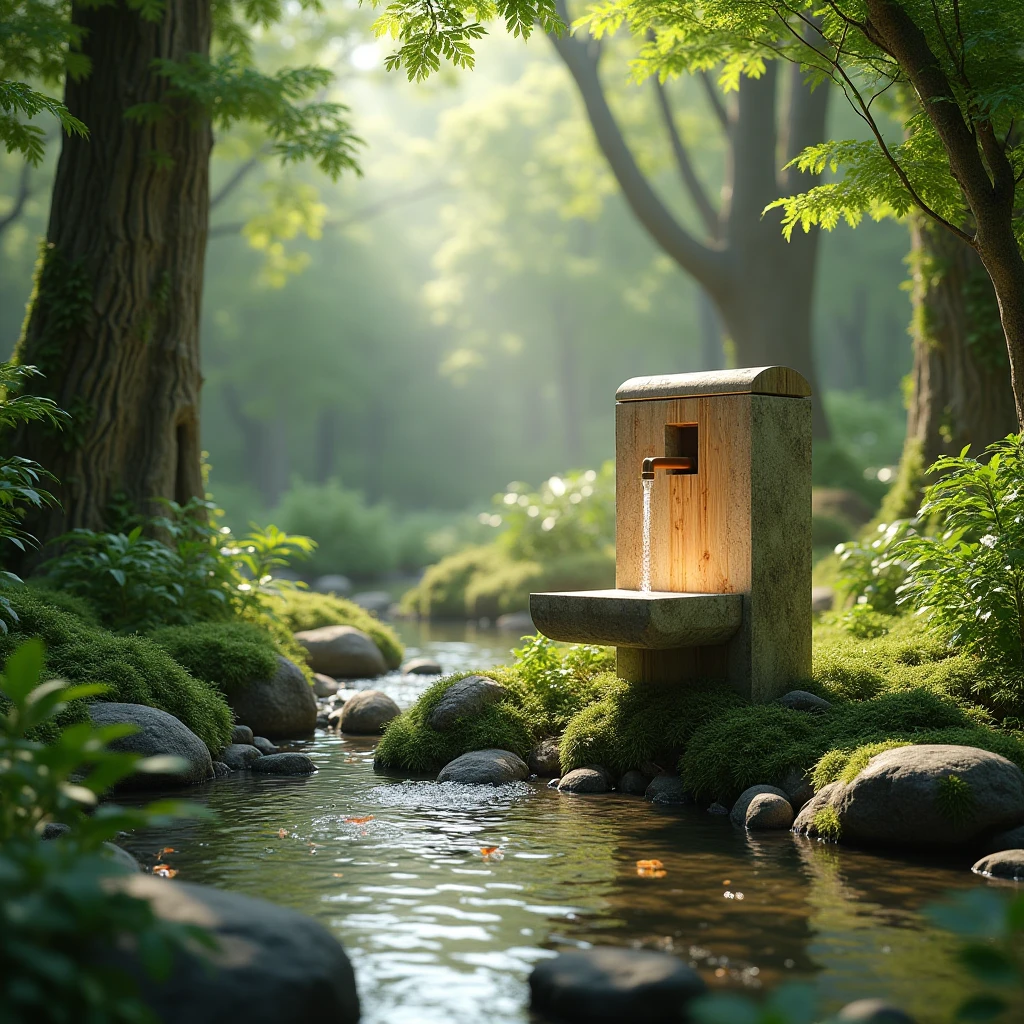 Drinking water system , nature background - SeaArt AI