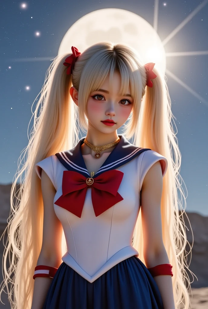 Top quality, 35mm lens, f/1. A hyper-realistic depiction of Sailor Moon ...