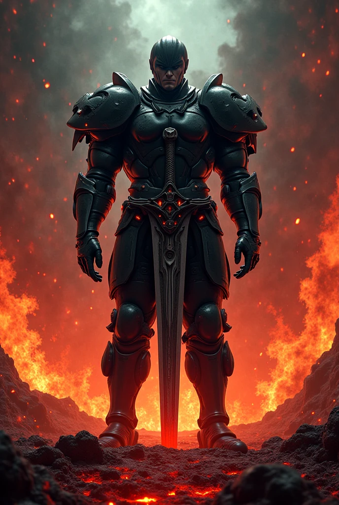 Berserk anime guts in hell with his sword standing - SeaArt AI