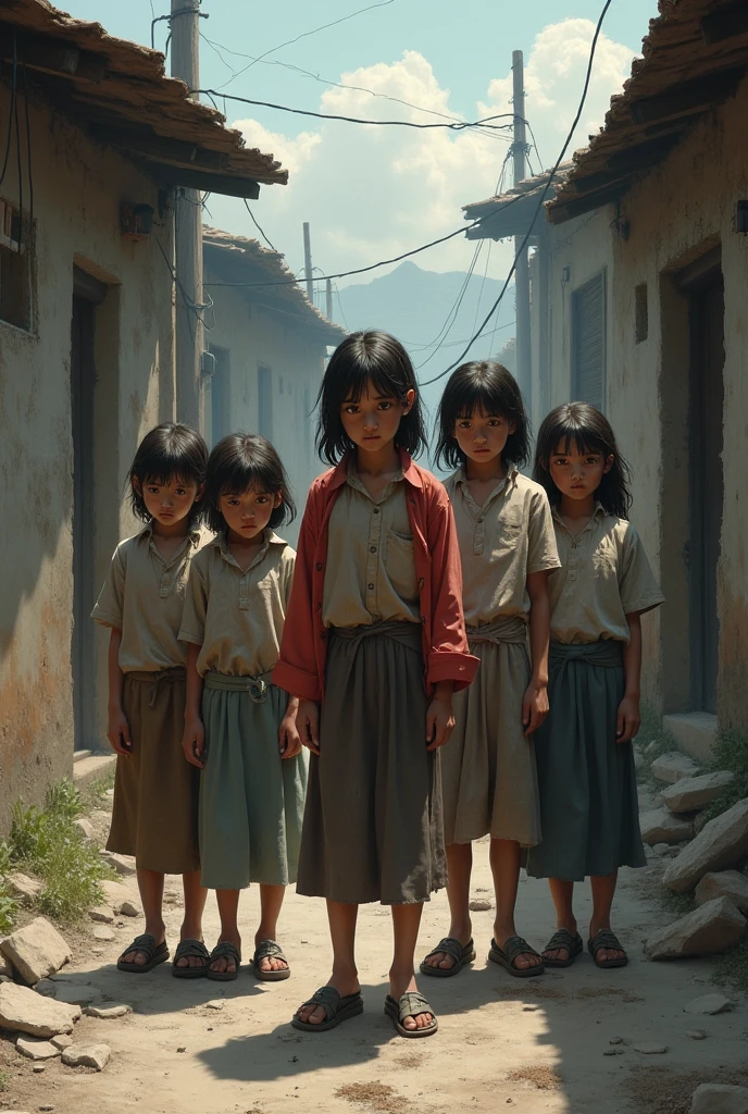 Village poor girls very sad - SeaArt AI