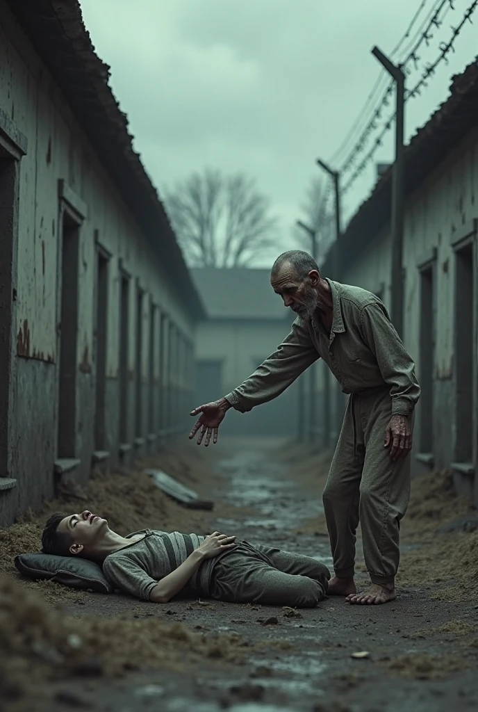 Create an animated image of a prisoner about to wake up another ...