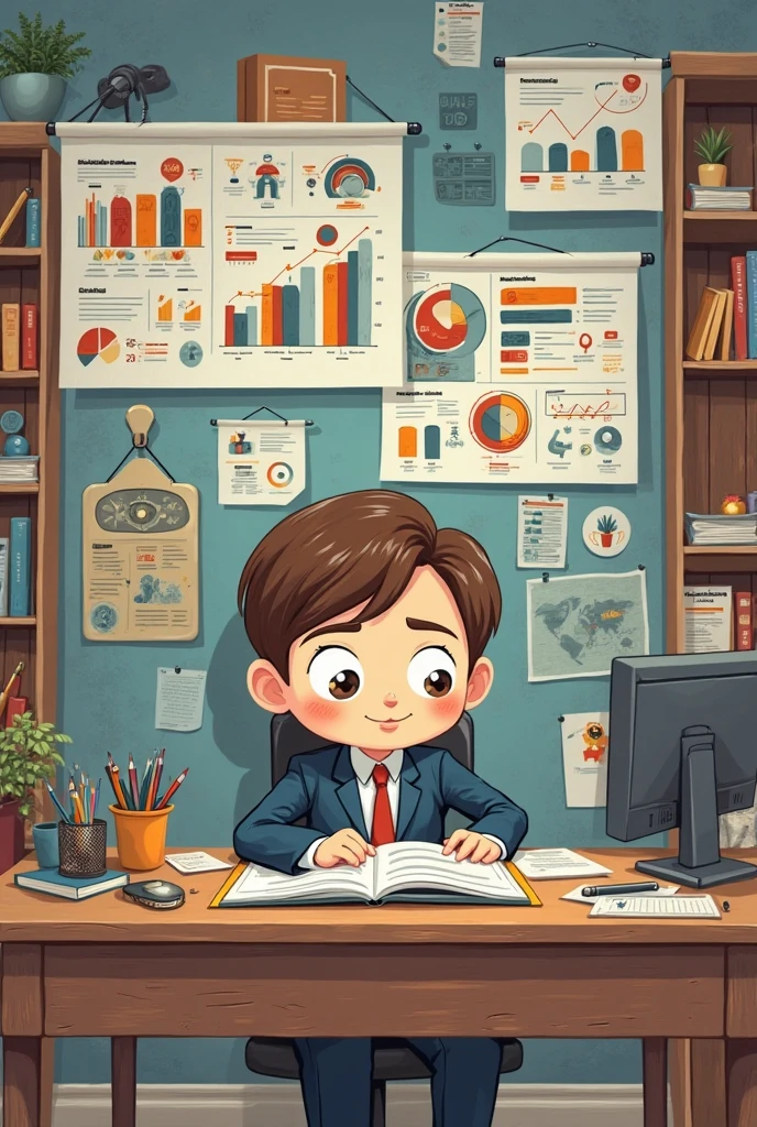Men's Day card: Chibi economist man working at a university on a ...