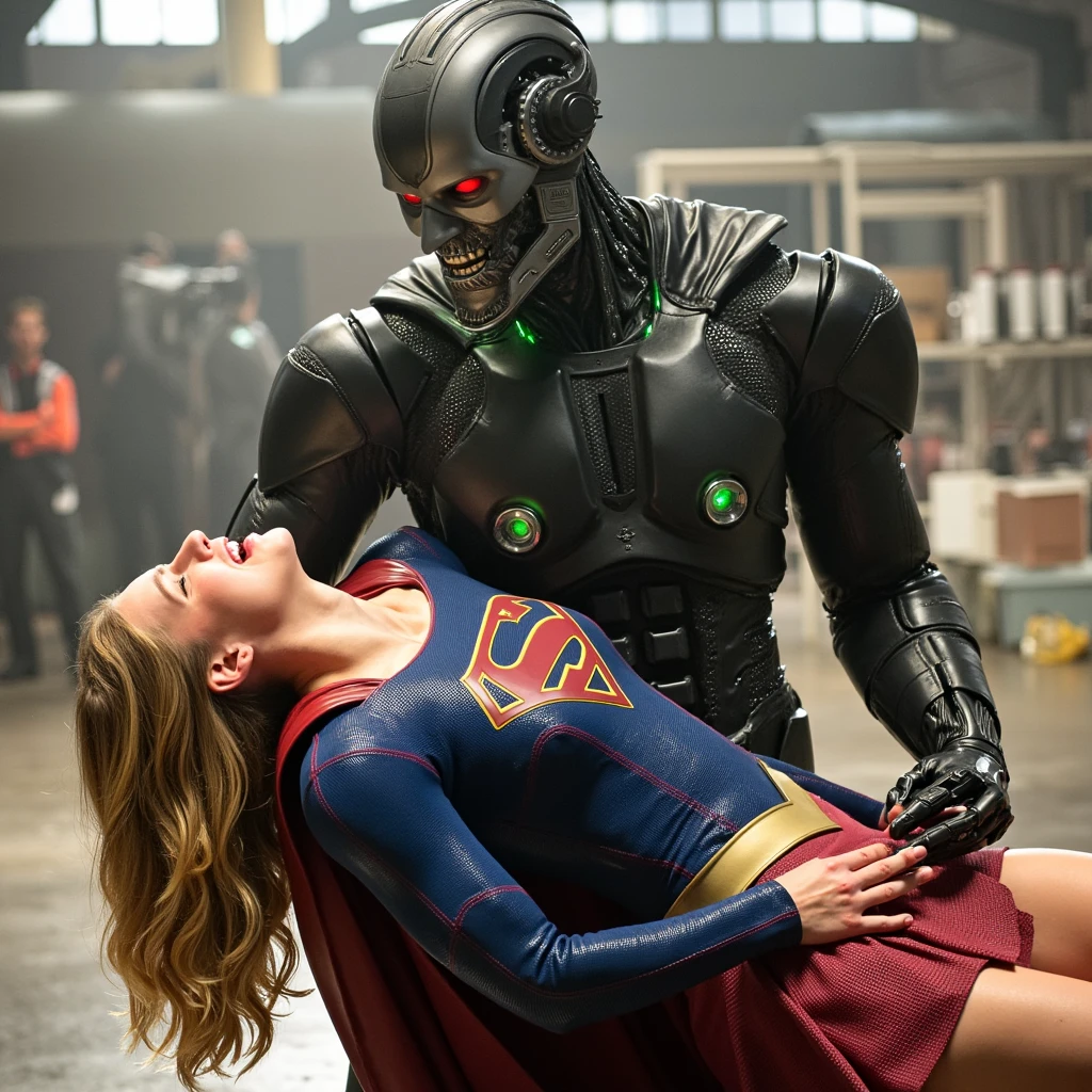 Melissa Benoist As Supergirl A Very Short Skirt Fighting With An
