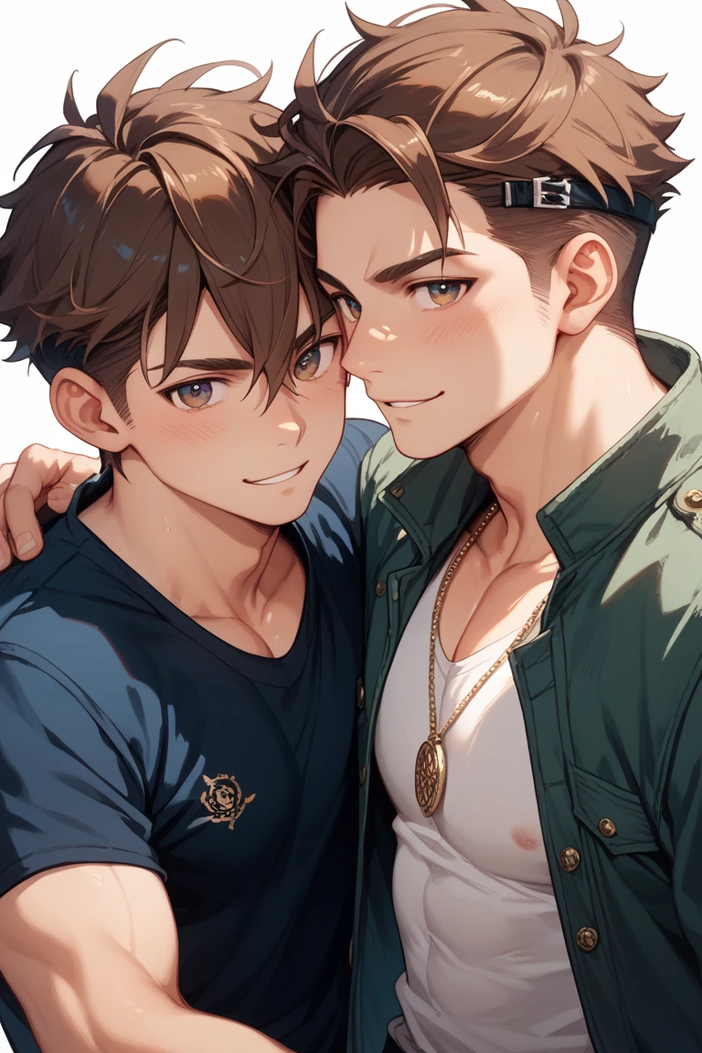 Twins Male in his 20s Anime style illustrations My brother has brown ...