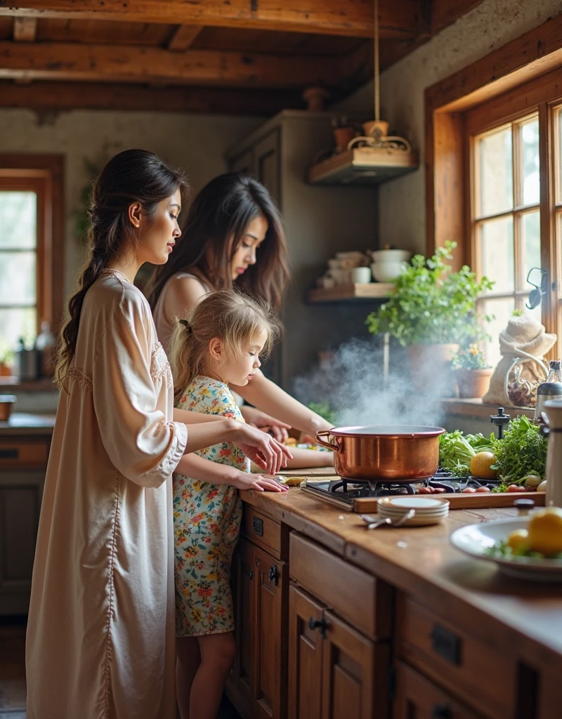 In a beautifully appointed rustic kitchen that balances luxury with ...