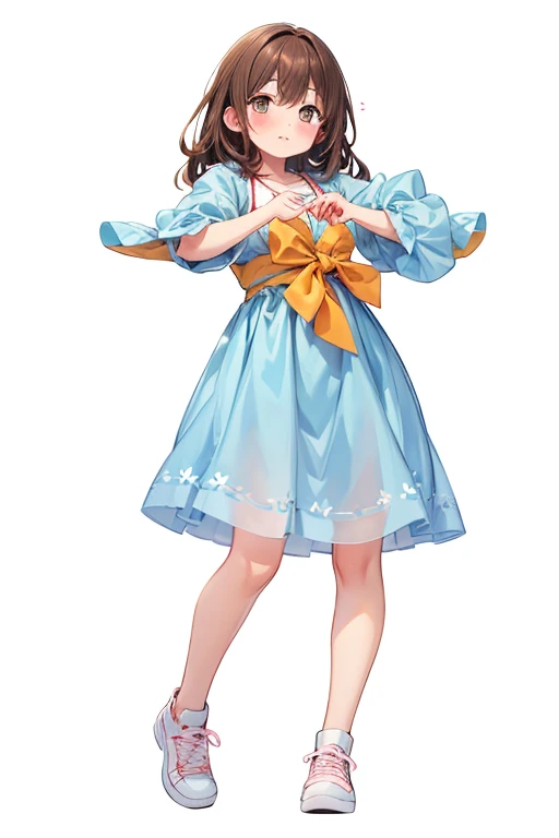 Brown hair, masterpiece, a girl, blush, simple background, ANIMATED ...