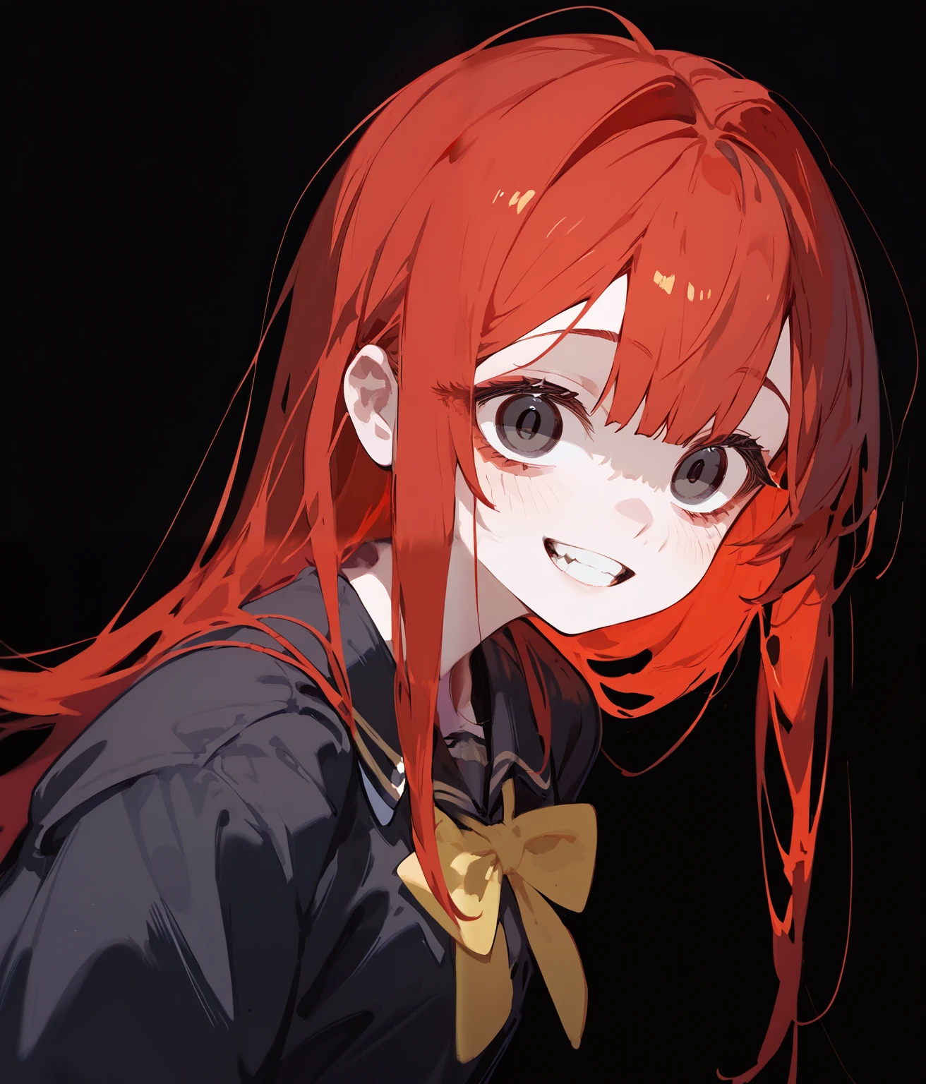 Anime girl with red hair and a bow tie - SeaArt AI
