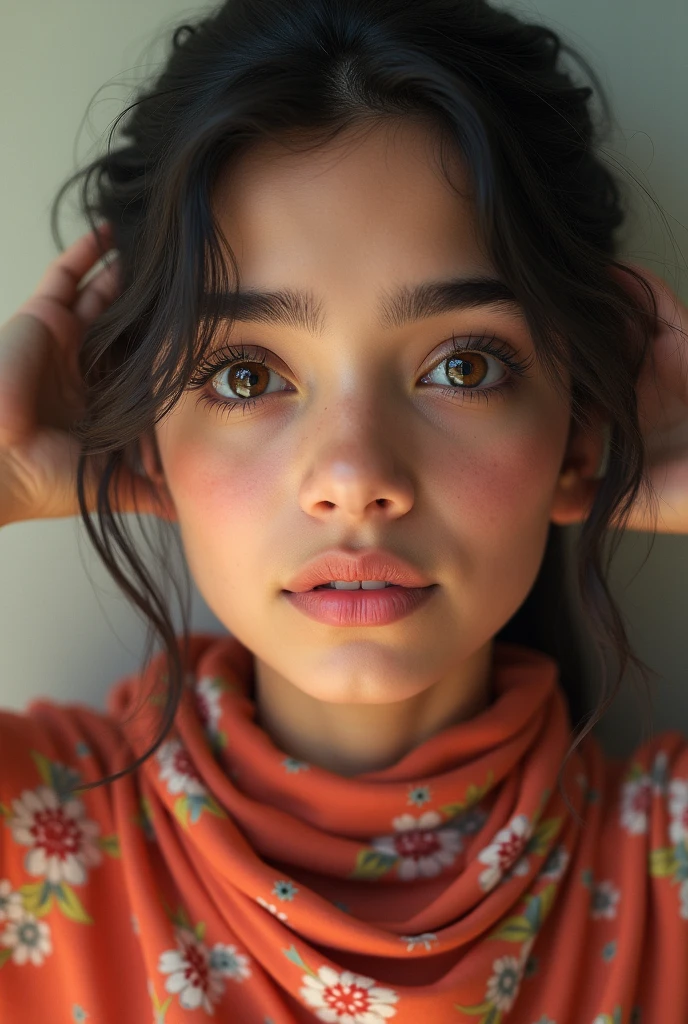 Make pakistnai girl face in graphics with both ear visible - SeaArt AI