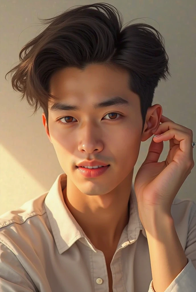 Ear pull handsome boyfriend Asian - SeaArt AI