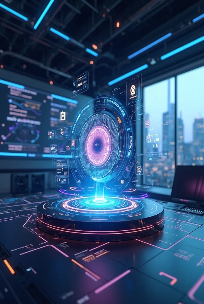A futuristic and sleek chatbot system represented as a glowing - SeaArt AI