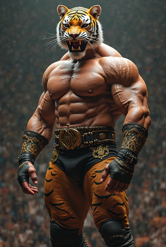 Wrestler,muscle,Tiger Mask, full body ,Slightly tilted - SeaArt AI
