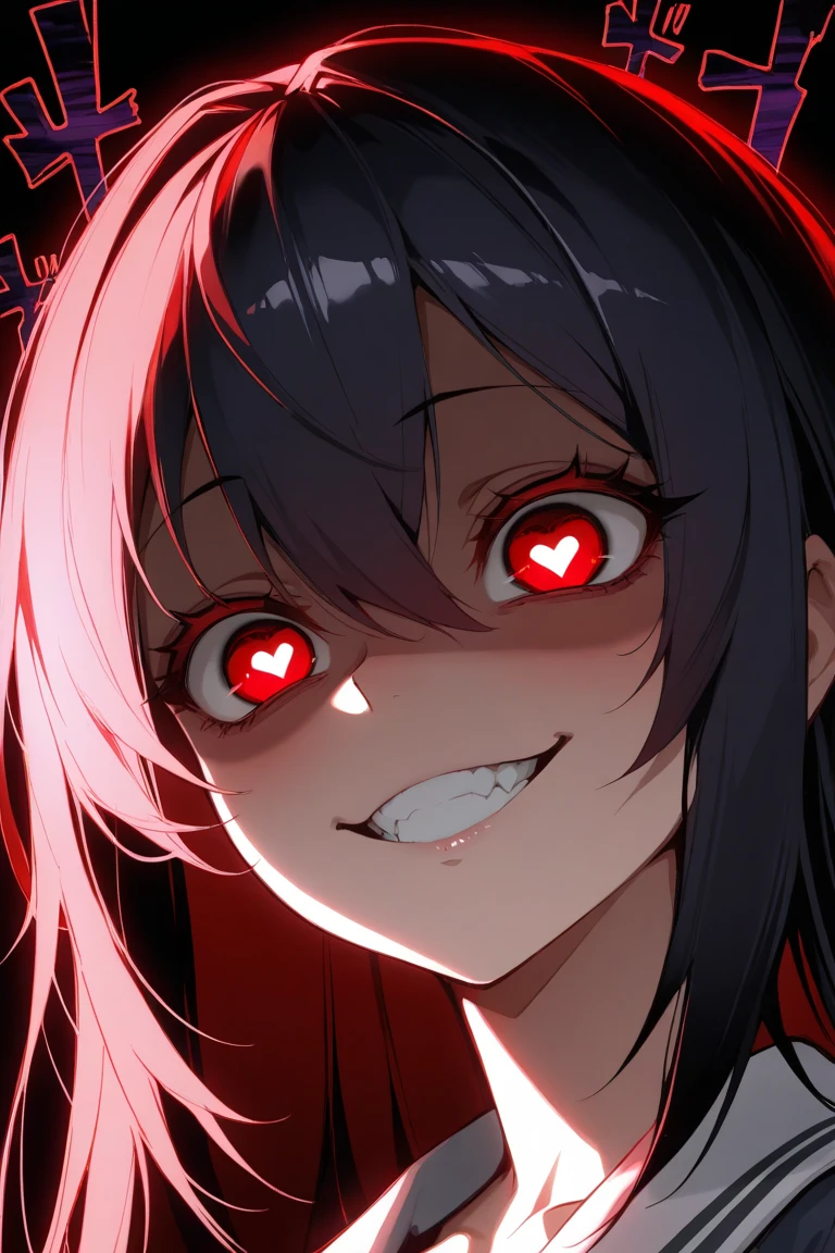 Crazed,psychopathic female,schoolgirl,yandere,insane woman,red eyes ...