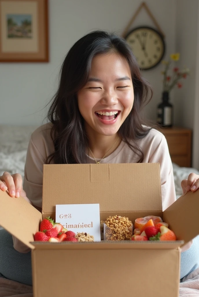 Malaysian Chinese blogger excitedly opens a delivery box，inside is a customized - SeaArt AI