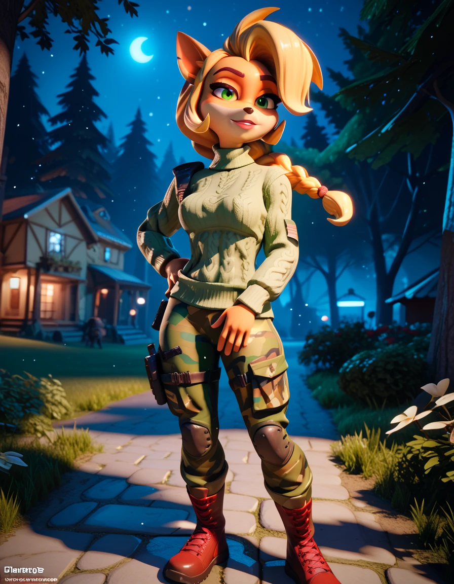 Anthro sexy bandicoot girl red braided hair, green eyes, bright brown ...