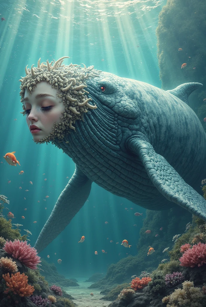 Make a whale with a human face - SeaArt AI
