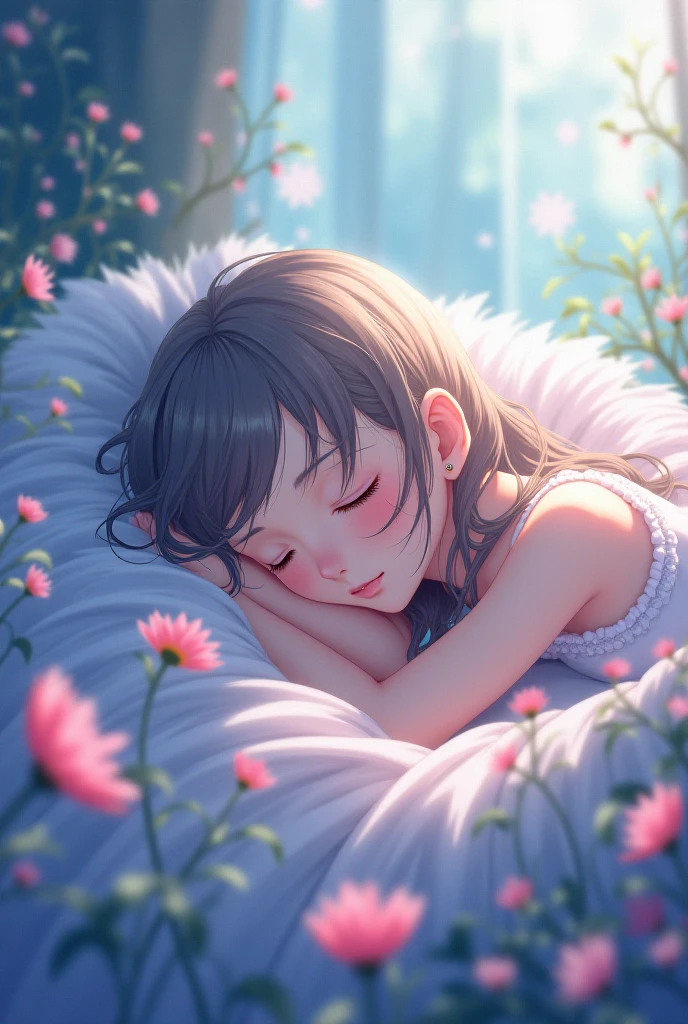 Primary anime girl sleeping - SeaArt AI