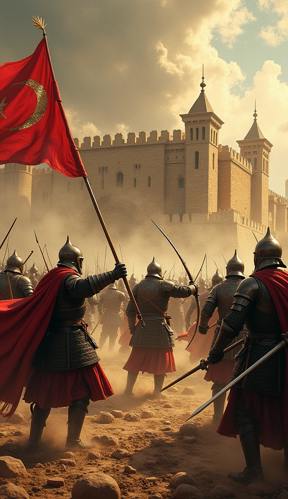 A dramatic Ottoman Empire battle scene featuring Ottoman warriors in ...