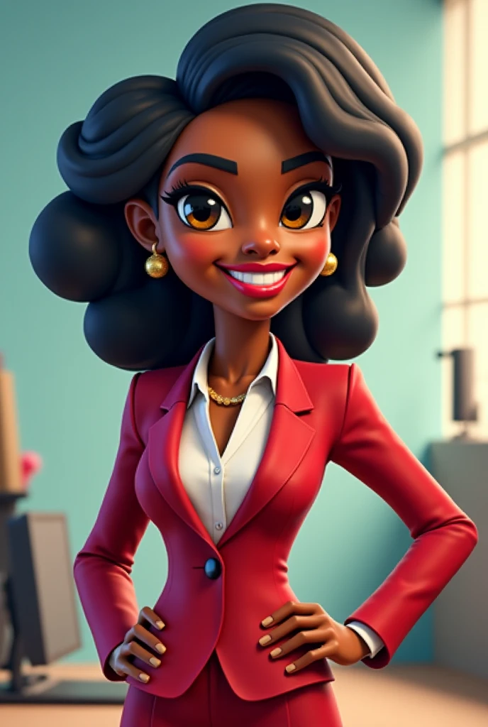 Cartoon 3D d'une belle femme noire américaine directrice - SeaArt AI