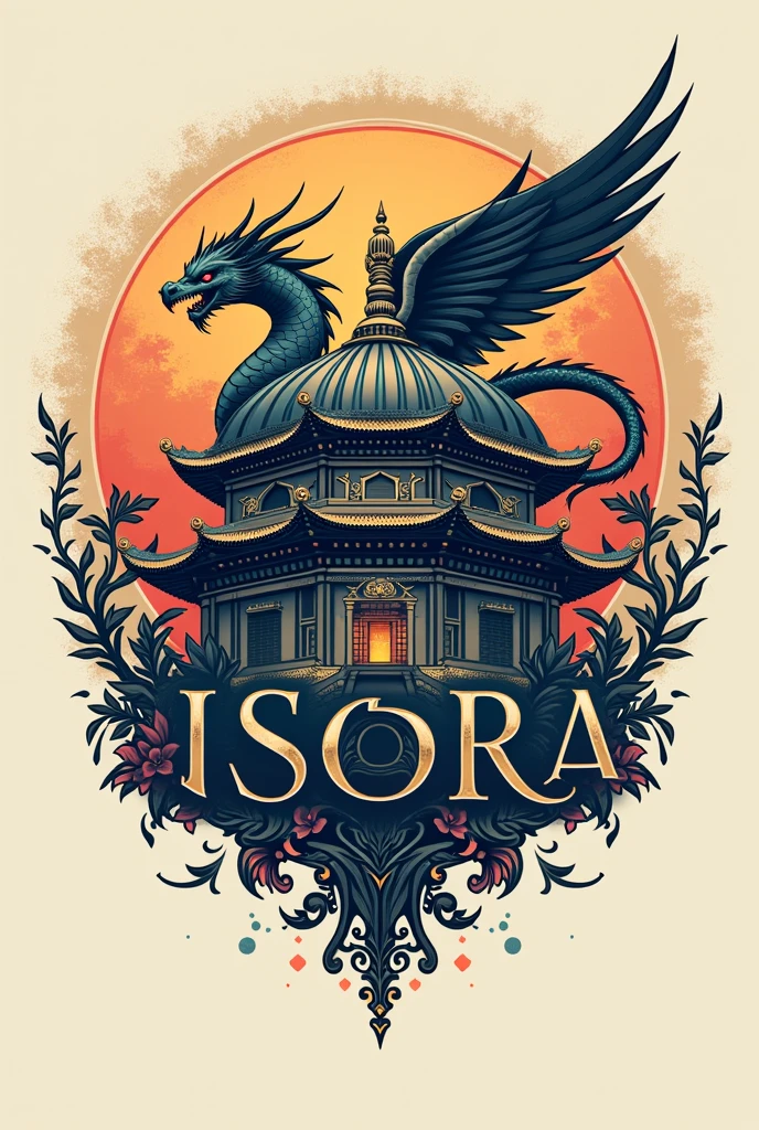 Logo with an isora and the dome of the historic temple with the text ...