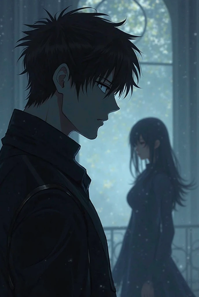 Kaiser, the character in Blue Lock, in profile, with a silhouette of a ...