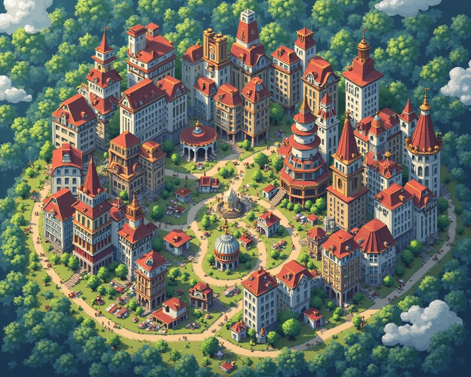 Generate a large space for me in 2D pixels can you be a city - SeaArt AI