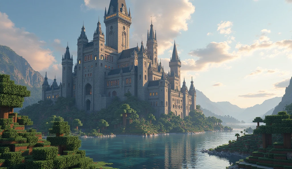 Make me a huge castle related to minecraft get too much reflection ...